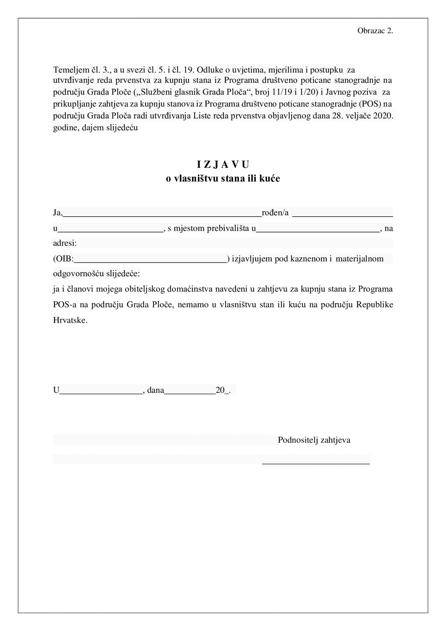 Gradonačelnik Ploča uputio JAVNI POZIV za prikupljanje zahtjeva za ...