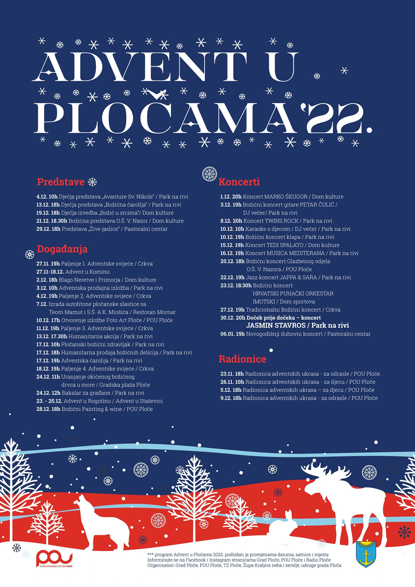 BOGAT PROGRAM ADVENTA U PLOČAMA Koncerti Škugora, Spalata i Stavrosa te brojne predstave i ...